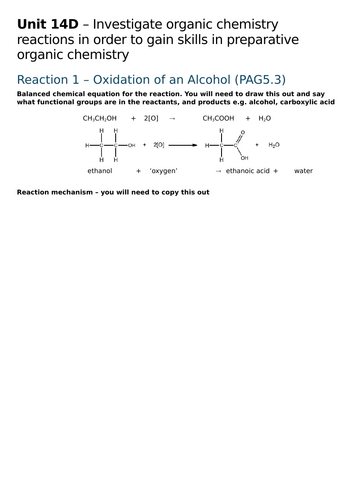 Unit 14 Organic Chemistry BTEC level 3 applied science | Teaching Resources