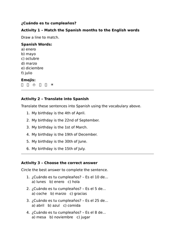 ¿Cuándo es tu cumpleaños? (Birthdays and Dates) | Teaching Resources