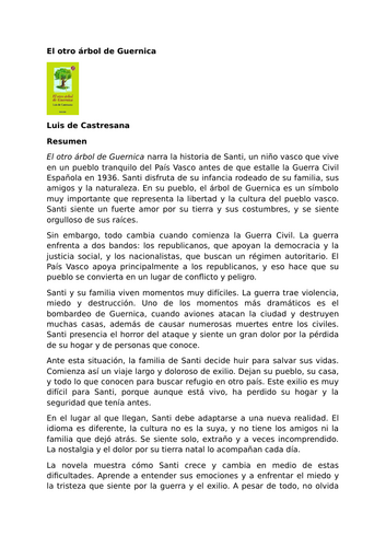 Complete Study Guide - El otro árbol de Guernica by Luis de Castresana ...
