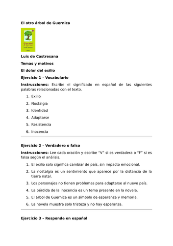 Complete Study Guide - El otro árbol de Guernica by Luis de Castresana ...