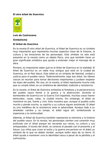 Complete Study Guide - El otro árbol de Guernica by Luis de Castresana ...