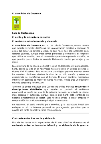 Complete Study Guide - El otro árbol de Guernica by Luis de Castresana ...