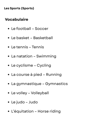 Les Passe-temps et les Sports - Hobbies and Sport in French | Teaching ...