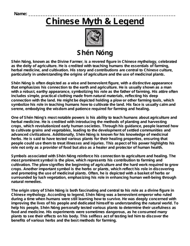 Chinese Mythology: Shén Nóng “Article & Questions” Assignment ...