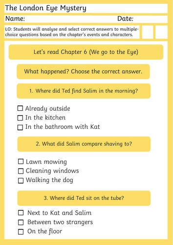 The London Eye Mystery - Chapter 1 - 29 | Teaching Resources