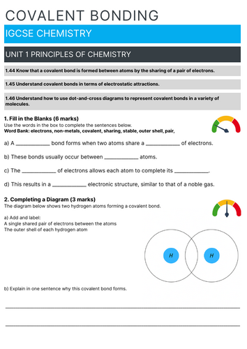 Covalent Bonding - Part One - Lesson and Worksheet - Unit 1 - Edexcel ...