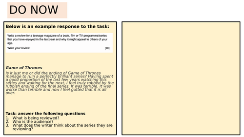 x38 Do Now GCSE English Language Activities for Eduqas Exam Board ...