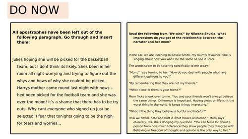 x38 Do Now GCSE English Language Activities for Eduqas Exam Board ...