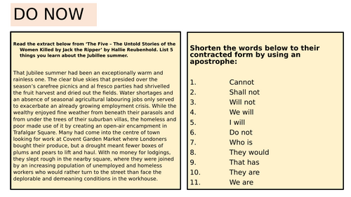 x38 Do Now GCSE English Language Activities for Eduqas Exam Board ...
