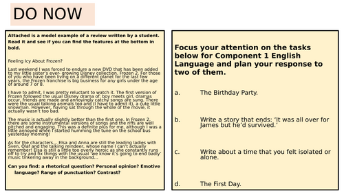 x38 Do Now GCSE English Language Activities for Eduqas Exam Board ...
