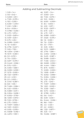 Working with Decimals Worksheet | Teaching Resources
