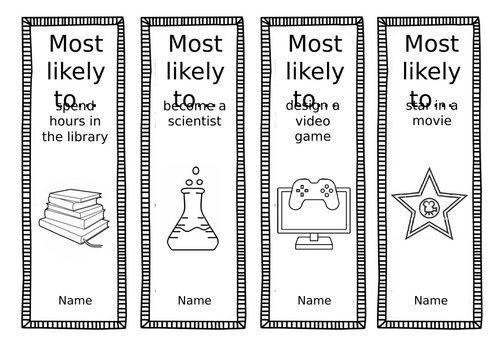 End of Year Most Likely to Awards Bookmarks | Teaching Resources