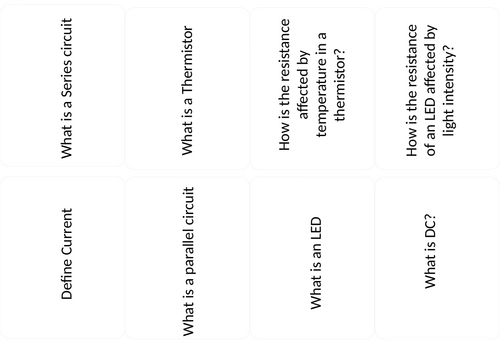 KS4 Electricity flash cards | Teaching Resources