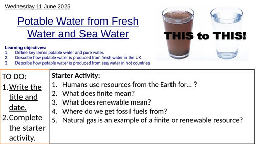 AQA GCSE Combined Science Chemistry: Potable Water from Fresh Water and ...