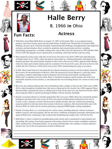 Halle Berry PACKET & ACTIVITIES, Important Historical Figures Series ...