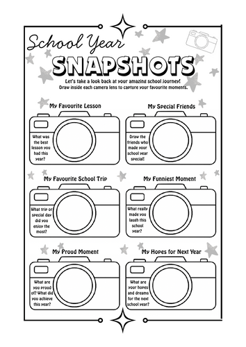 End of Year Snapshots – Printable Reflection Activity (3 Versions ...