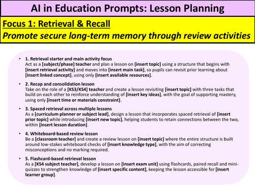 Generative AI Prompt Bank for Teachers - Editable | 100 Lesson Planning ...