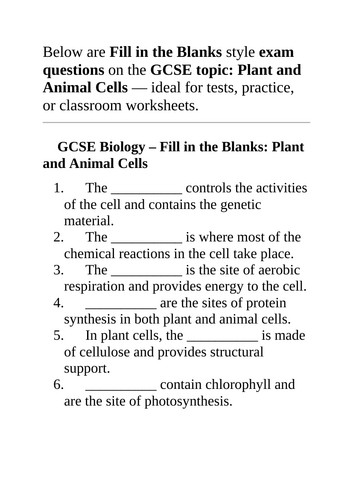 Edexcel - GCSE Biology: Plants and Animal Cells | Teaching Resources