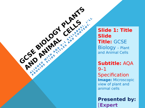 EDUQAS - GCSE Biology: Plants and Animal Cells | Teaching Resources