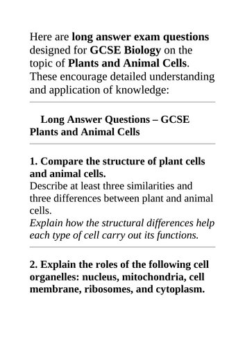 EDEXCEL (IGCSE) - GCSE Biology: Plants and Animal Cells | Teaching ...