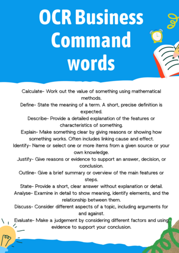 OCR Business Command word poster | Teaching Resources