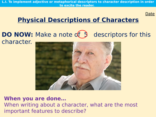 Writing Character Descriptions | Teaching Resources