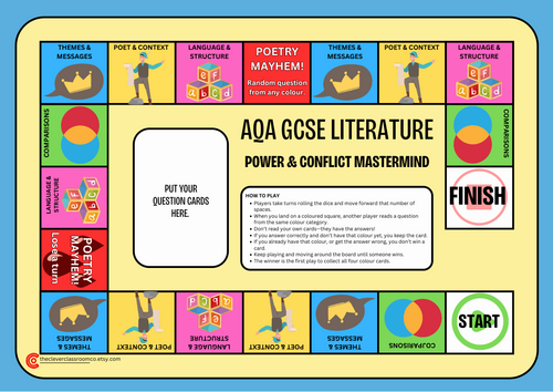 Power and Conflict Poetry | Fun Board Game | GCSE English Literature ...