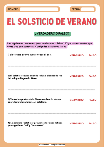 El Solsticio de Verano Lectura | Summer Solstice Spanish Reading ...