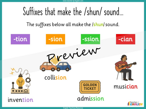 Adding the Suffixes -tion, -sion, -ssion and -cian - Years 3 and 4 ...