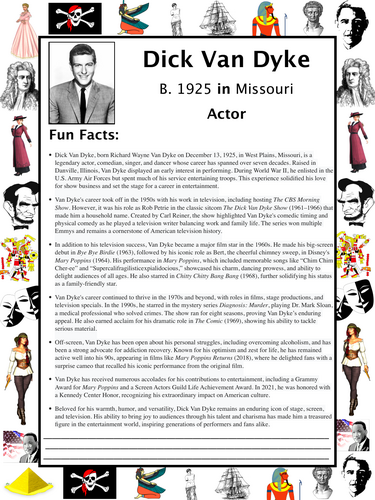 Dick Van Dyke PACKET & ACTIVITIES, Important Historical Figures Series ...
