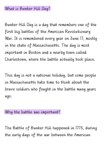 Understanding Bunker Hill Day: A Student’s Guide to June 17th (Reading ...