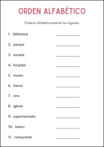 Orden Alfabético - Alphabetical Order Worksheets in Spanish - ABC ...