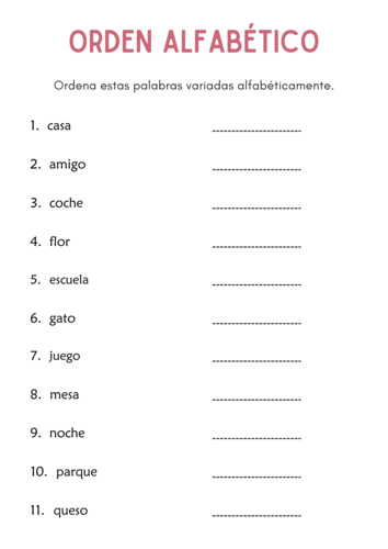 Orden Alfabético - Alphabetical Order Worksheets in Spanish - ABC ...