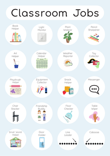 Classroom Jobs Poster – 20 Illustrated Roles | Teaching Resources