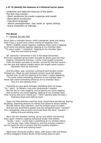 Differentiated Horror Poetry Analysis Activities – Halloween Themed (LA ...