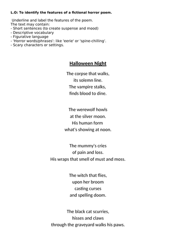 Differentiated Horror Poetry Analysis Activities – Halloween Themed (LA ...