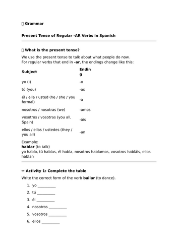 Viva 1 - Module 2 - ¿Cantas karaoke? - Grammar - Present Tense of ...
