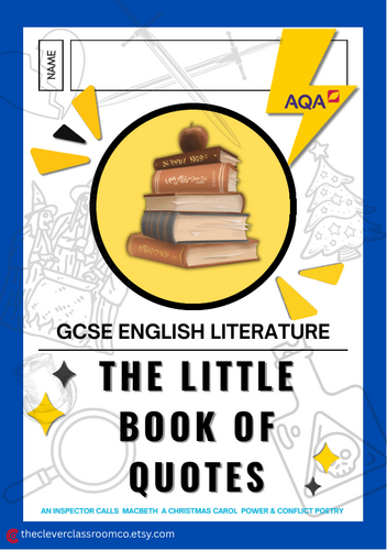 GCSE English Literature | Revision | Quote Booklet | Set Texts ...