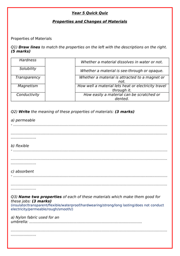 Science Y5 End of Unit Assessment Bundle | Teaching Resources
