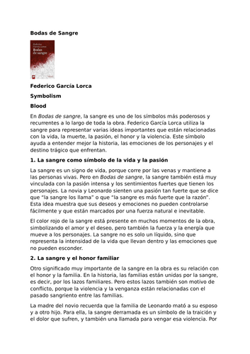 Bodas de Sangre by Federico García Lorca – Symbolism of Blood ...