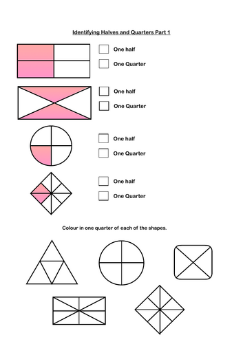 Year 2 Fractions Worksheets: Identifying Halves and Quarters | Teaching ...