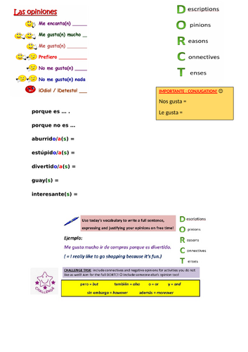 Reasons and Opinions - Free time - Tiempo Libre - Spanish Primary / KS3 ...