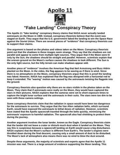 Apollo 11: "Fake Landing" Conspiracy Theory “Article & Questions ...
