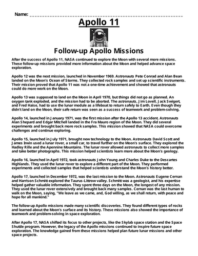 Apollo 11: Follow-up Apollo Missions and Continued Lunar Exploration ...