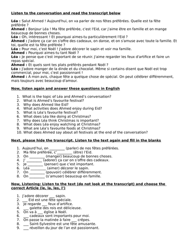 Year 9 Unit 12: GCSE FRENCH: Les fêtes & les traditions - Past ...