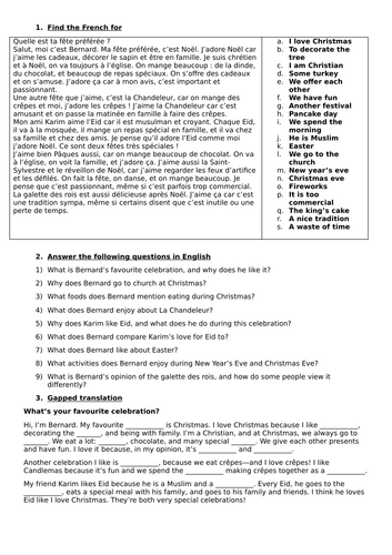 Year 9 Unit 12: GCSE FRENCH: Les fêtes & les traditions - Past ...