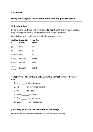 GCSE French (Higher) - Module 1 - Tu as une vie active? - Grammar ...