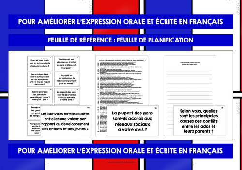 FRENCH SPEAKING & WRITING PROMPTS #1 | Teaching Resources