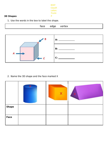 3d shapes assessment | Teaching Resources