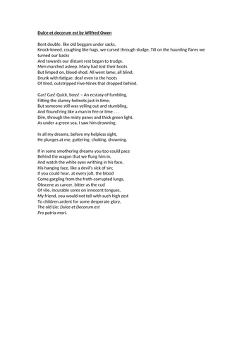 World War 1 Poetry KS3 SOW | Teaching Resources